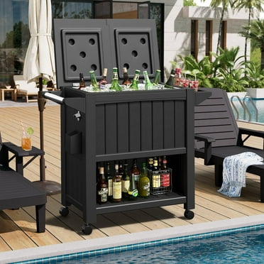 GFNXYI 80 Quart Rolling Ice Chest, Portable Bar Drink Cooler with Catch ...