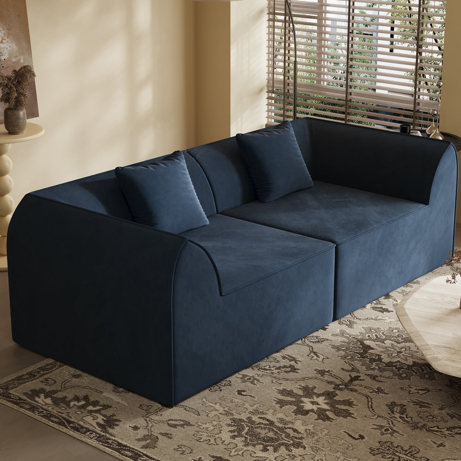 HOYOA 98.43" Sofa Couch with 2 Pillows, Convertible Extra Deep Seat ...