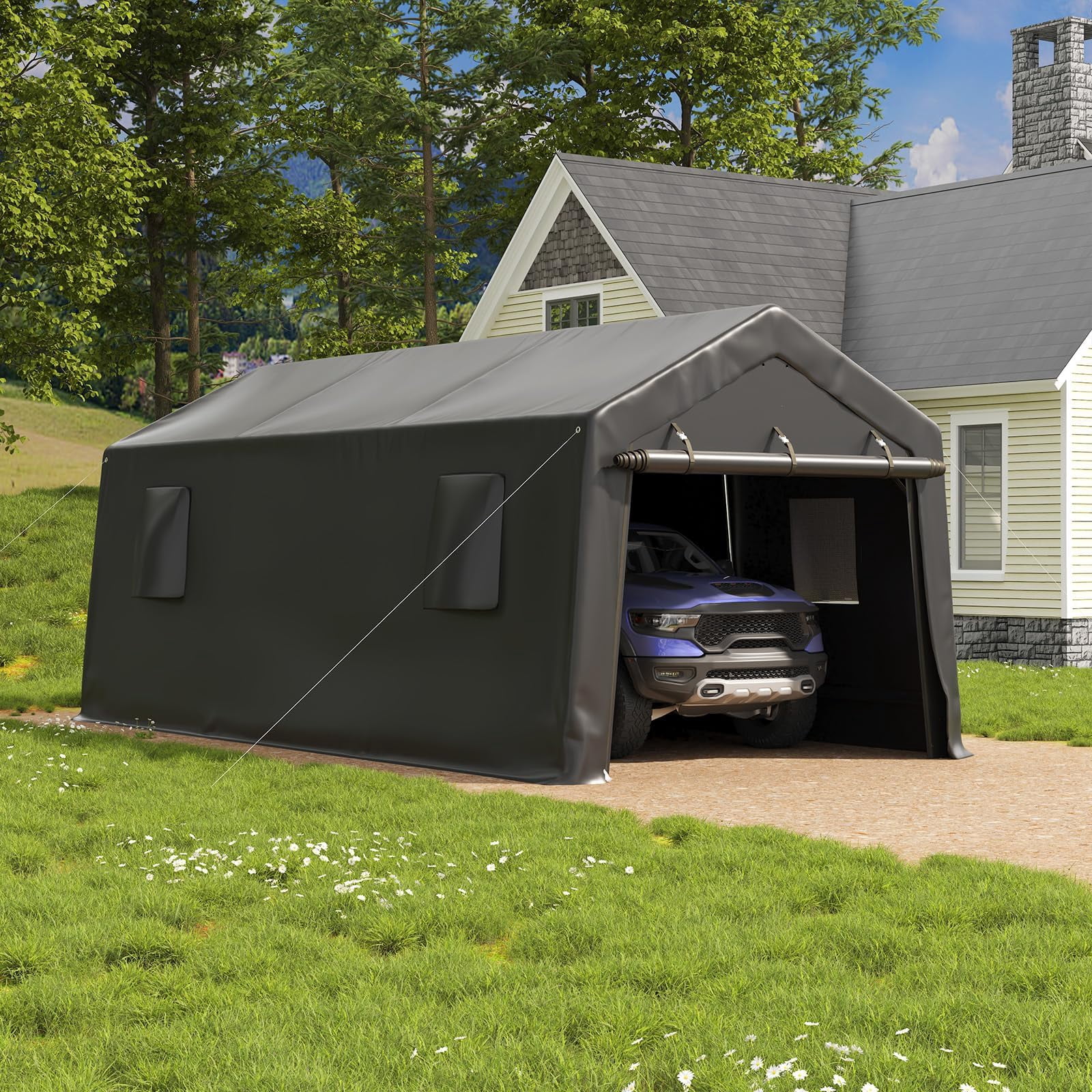 HOYOA Carport 12'×20' Heavy Duty, Car Canopy Portable Outdoor Garage ...