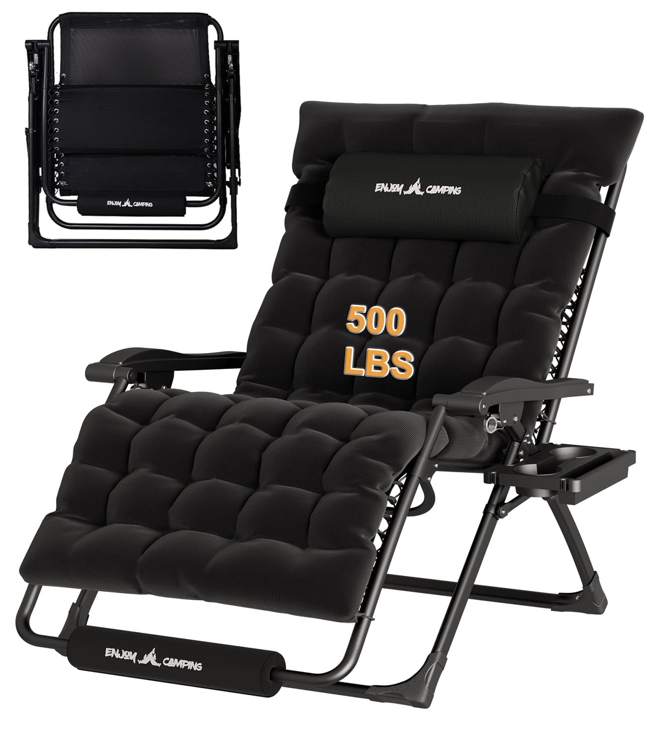 HOYOA Oversized Zero Gravity Chair, 33IN XXL Lounge Chair with Cup Holder, 500LB Outdoor Folding ...