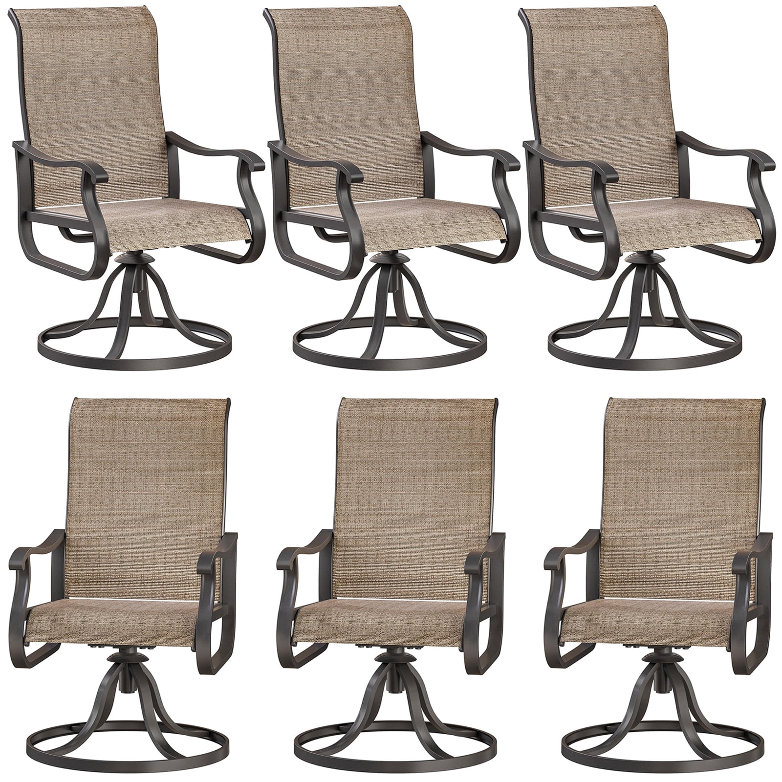 HOYOA Patio Swivel Chairs Set of 6, Outdoor Dining Chairs with High ...