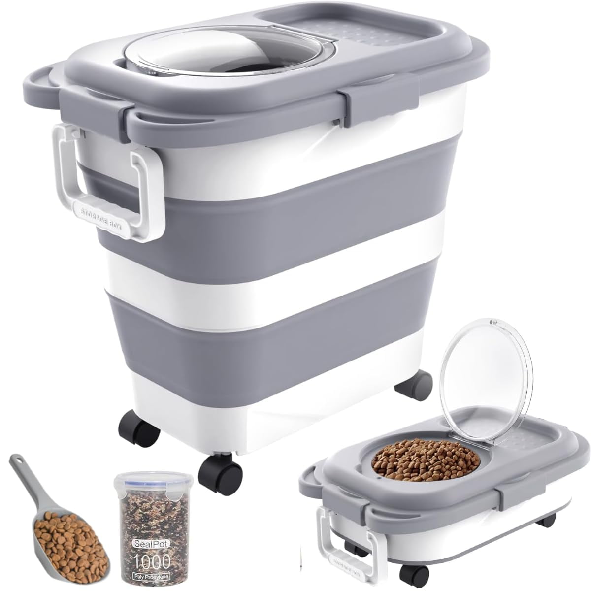 HOYTAMDAR 25-28lbs Dog Food Storage Container, Collapsible Dog Food ...