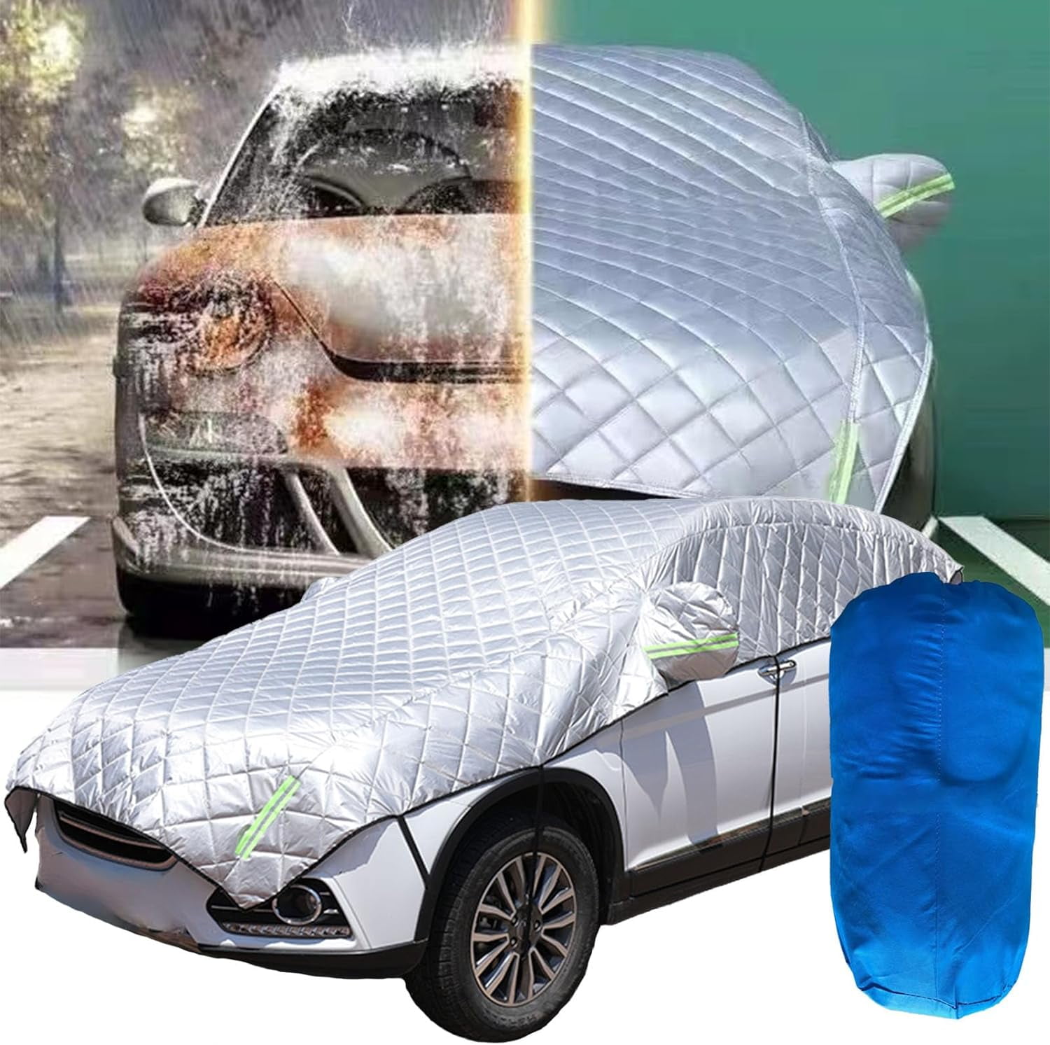 HOYUFEI Silver Nano Aluminum Foil SUV Vehicle Cover, Weather-Resistant ...