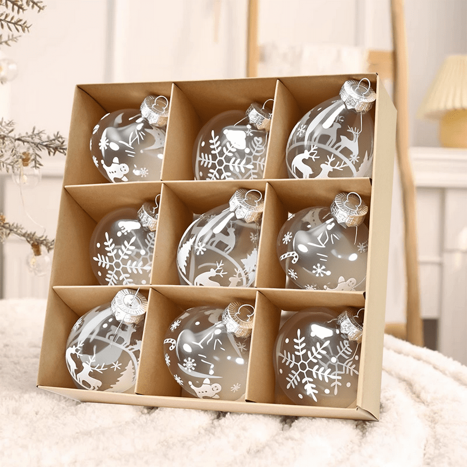 HOZADOIE 9Pcs Irregular Christmas Balls Decorations Set Transparent ...