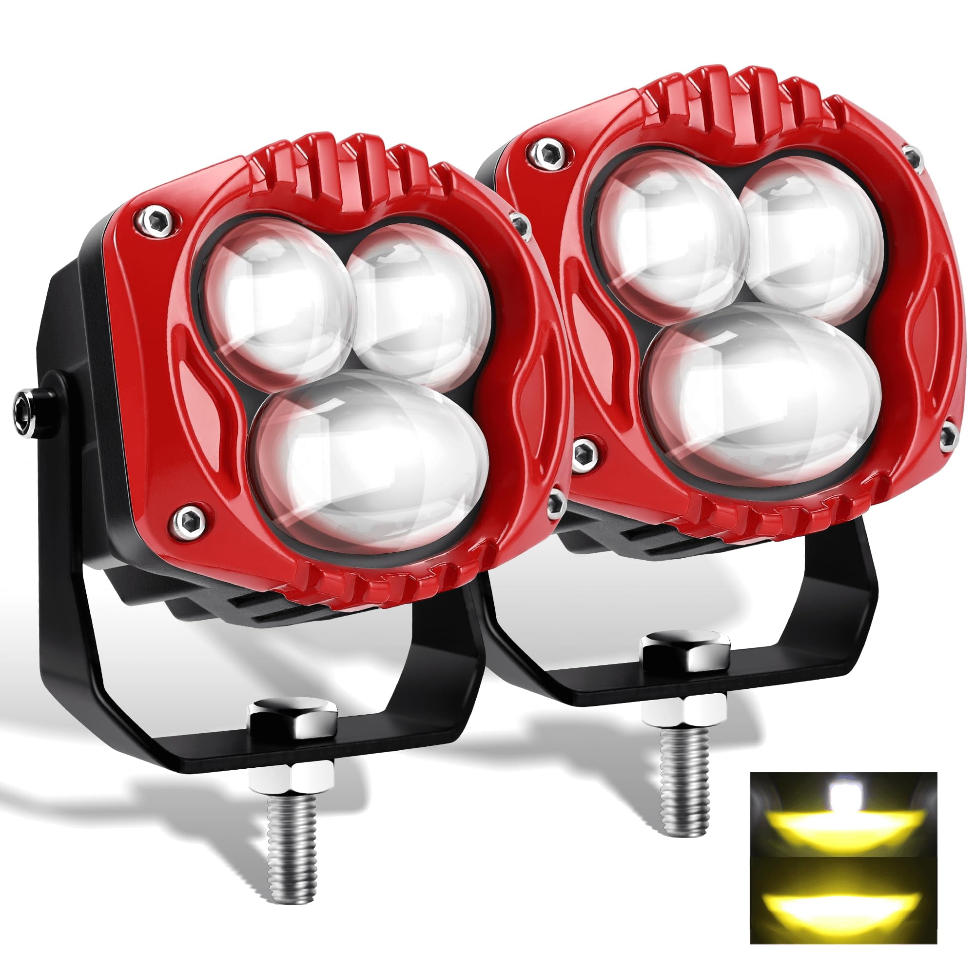 HOZILIFE Motorcycle LED Driving Fog Light Pods 3 Inch 2PCS 35W Amber ...