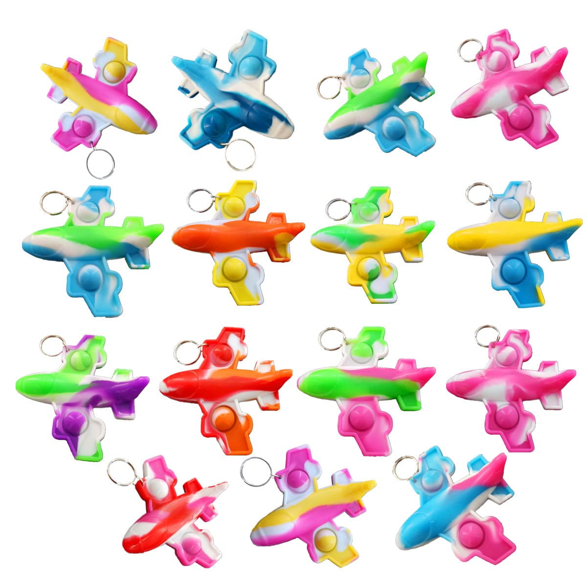 HOZKEAP 12 Packs Bulk plane Backpack Keychain Mini pop Fidget for ...