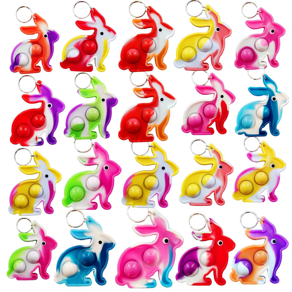 HOZKEAP 20 packs Bulk AIF4 Rabbit Mini Pop Fidget Key Chain，Birthday ...