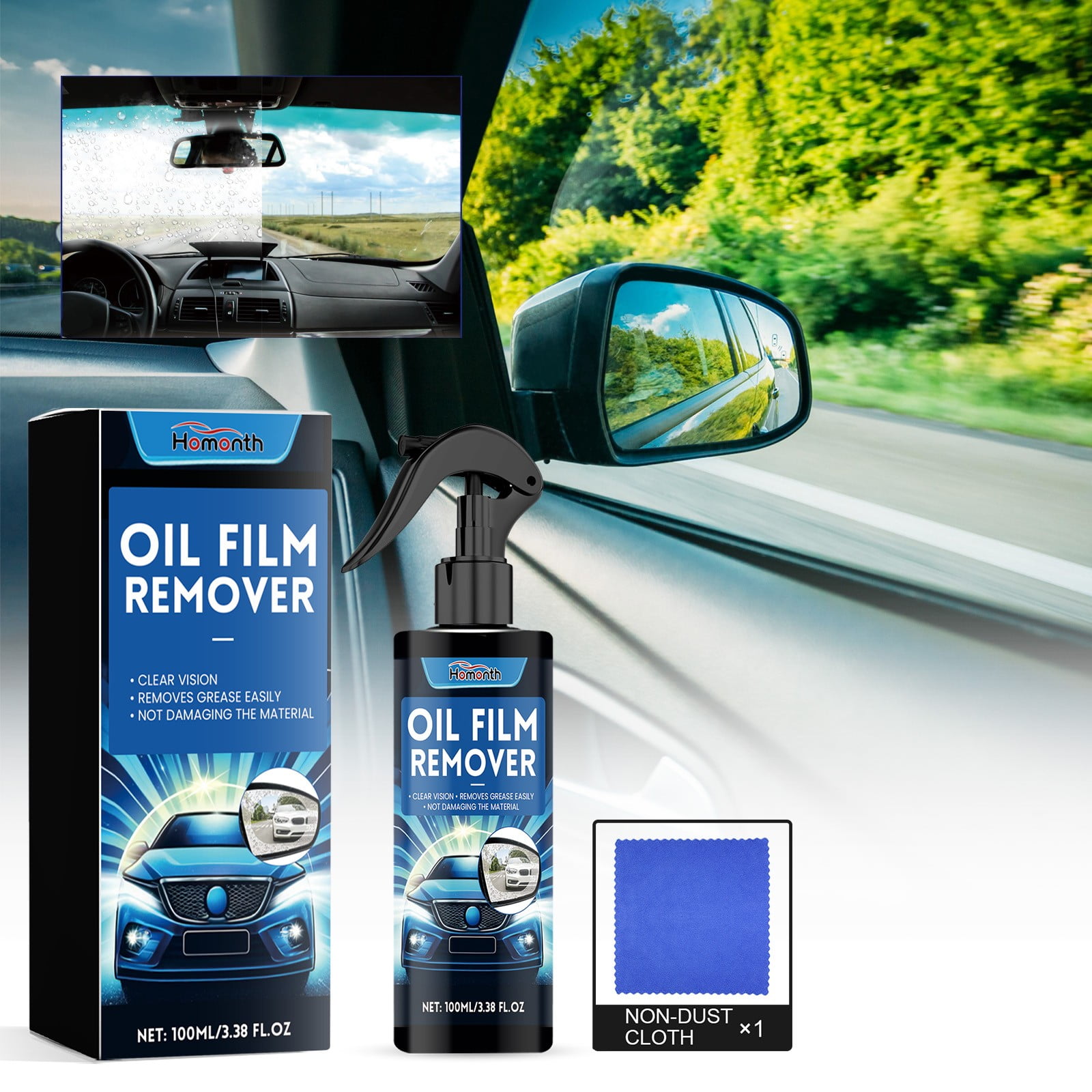 HOZVOMI 100ml Windshield Oil Film Cleaner - Effective Glass Film ...