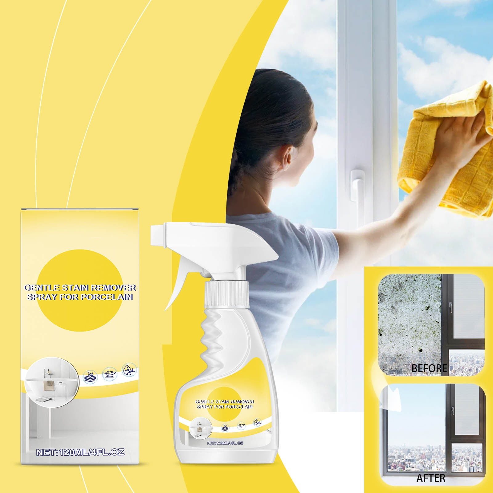 HOZVOMI 120ml Gentle Stain Remover Spray for Porcelain - Effective ...