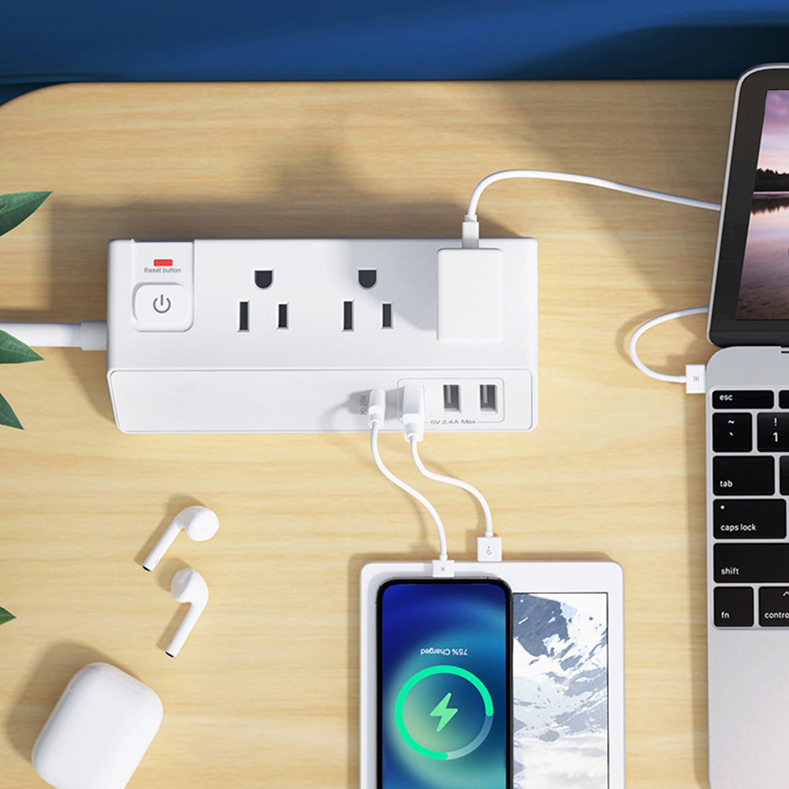 HOZVOMI 2500W Power Strip US Standard With 3 Socket 4 USB Ports Control ...