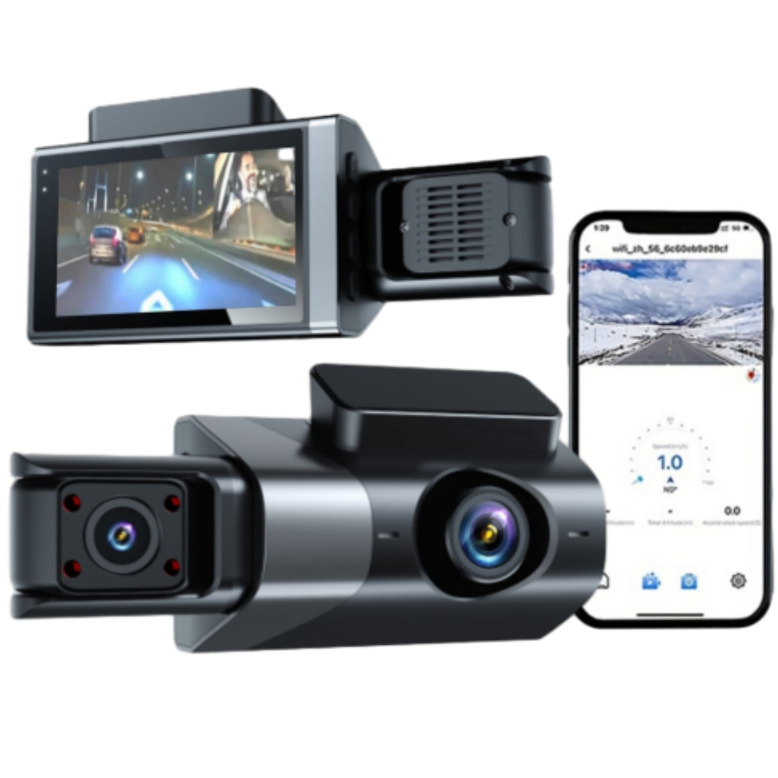 HOZVOMI 3 Inch 1080P Dual Lens Dash Cam, Car DVR with Rear View Camera ...