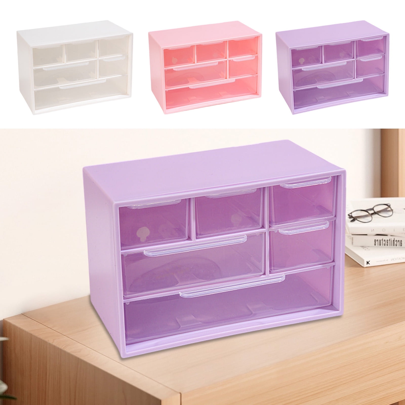 HOZVOMI 3 Tier Stackable Storage Drawers Plastic Desk Organizer with 6 ...