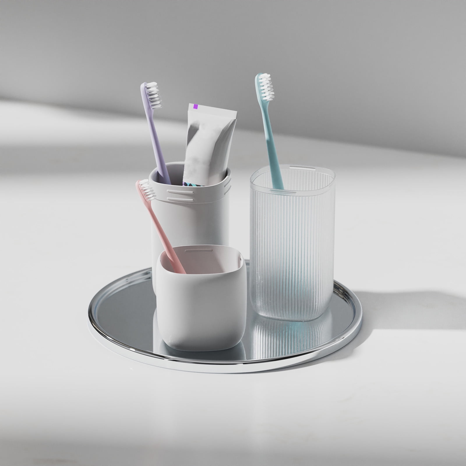 HOZVOMI 3-in-1 Travel Mouthwash Cup with Toothbrush & Toothpaste Holder ...