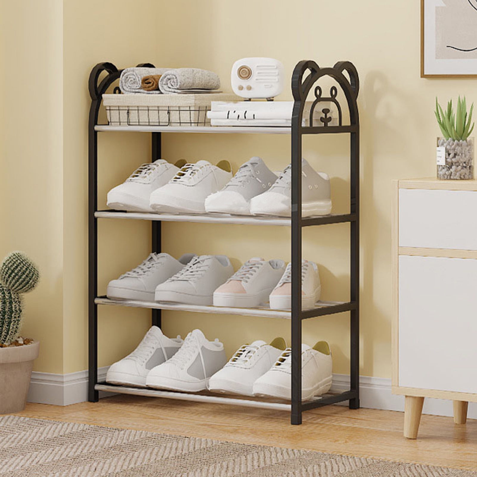 HOZVOMI 4 Tiers Metal Shoe Rack Storage Organizer for Bedroom Closet ...