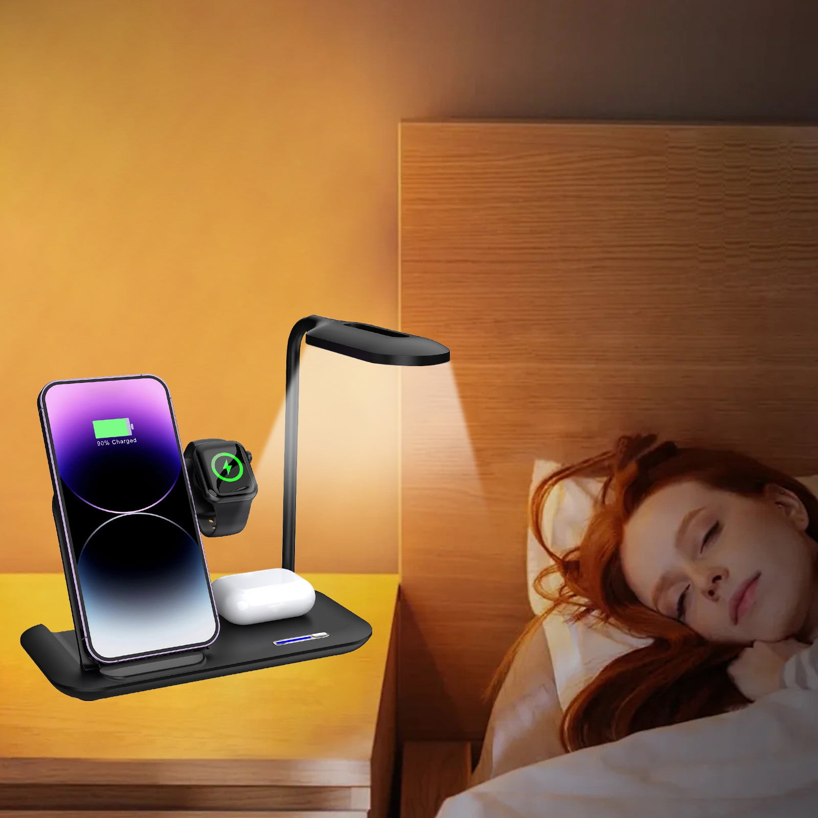 HOZVOMI 5-in-1 Foldable Wireless Charging Desk Lamp Stand for Smart ...