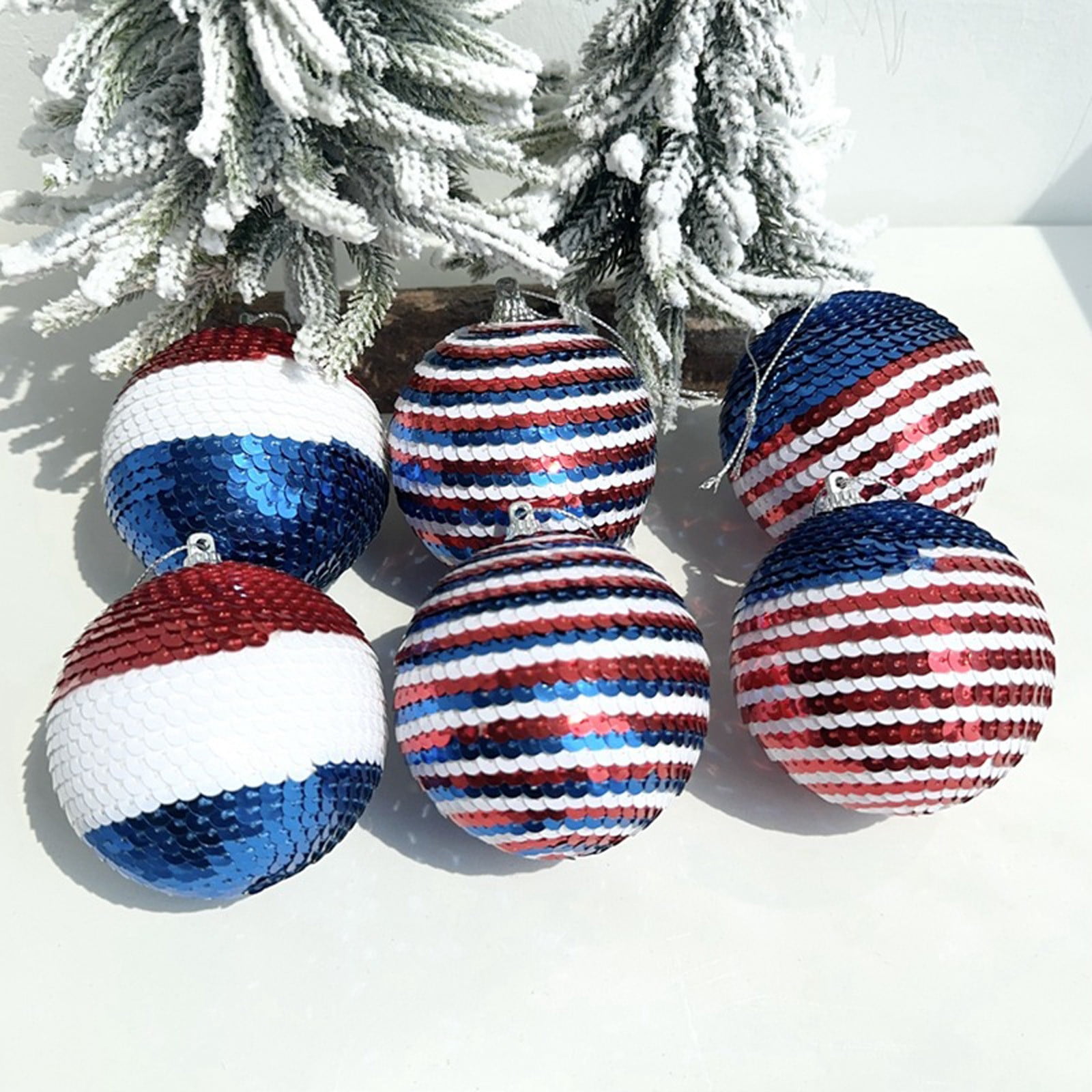 HOZVOMI 6 Pcs Independence Day Hanging Ball, Memorial Day Sequin ...