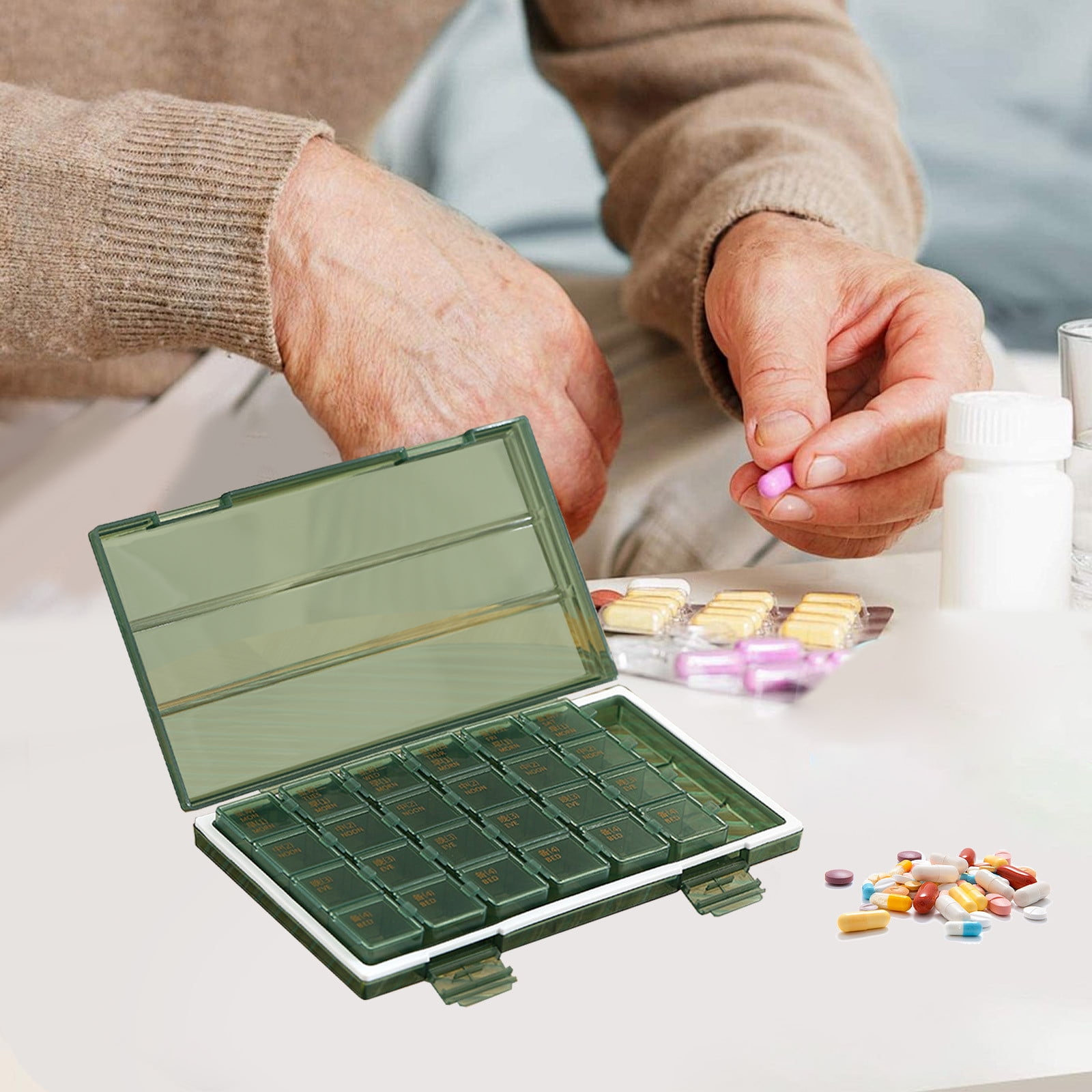 HOZVOMI 7-Day AM/PM Tablet Organizer - Large Pill Box for Vitamins ...