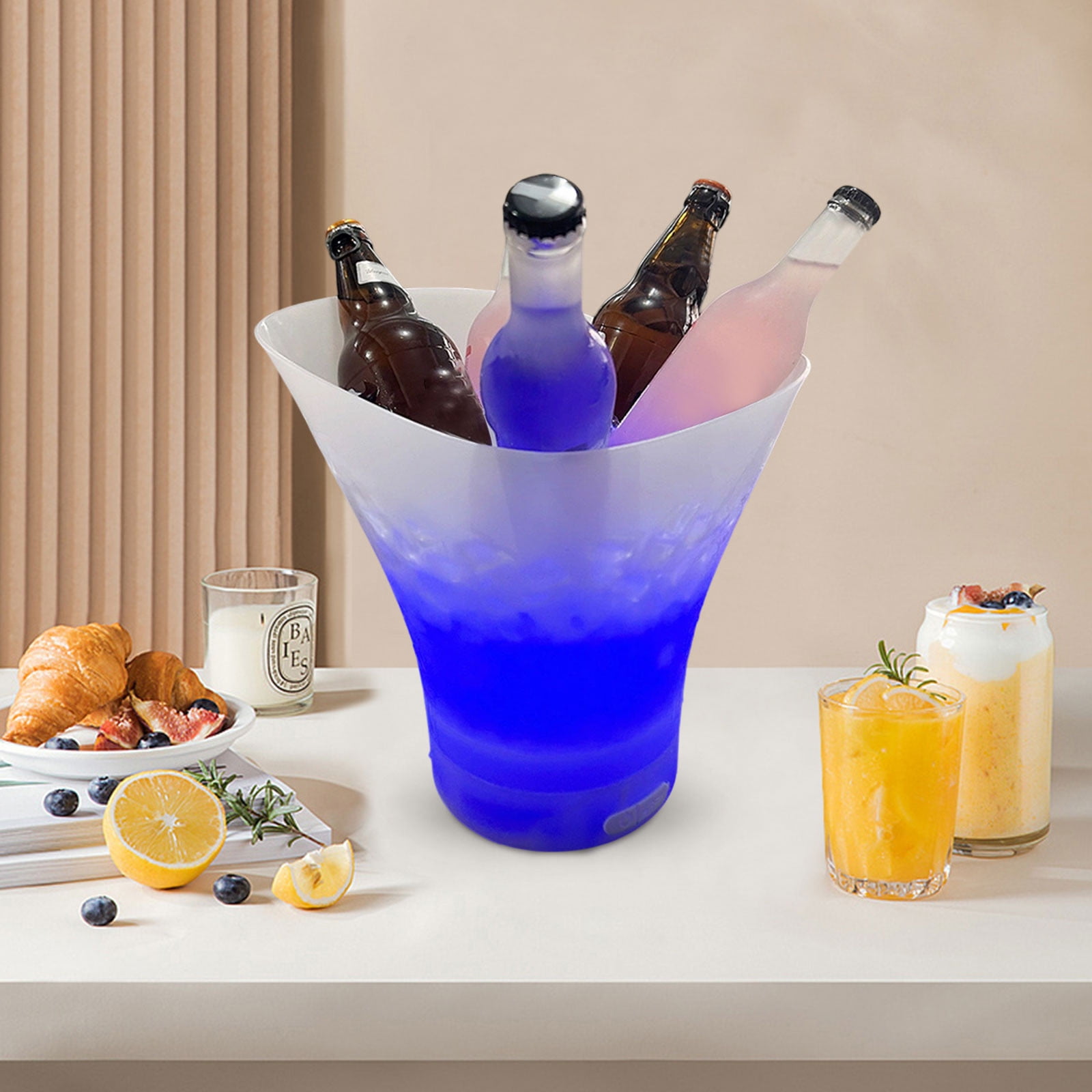 HOZVOMI Bluetooth Ice Bucket Speaker, 7L LED Lighted Ice Bucket ...
