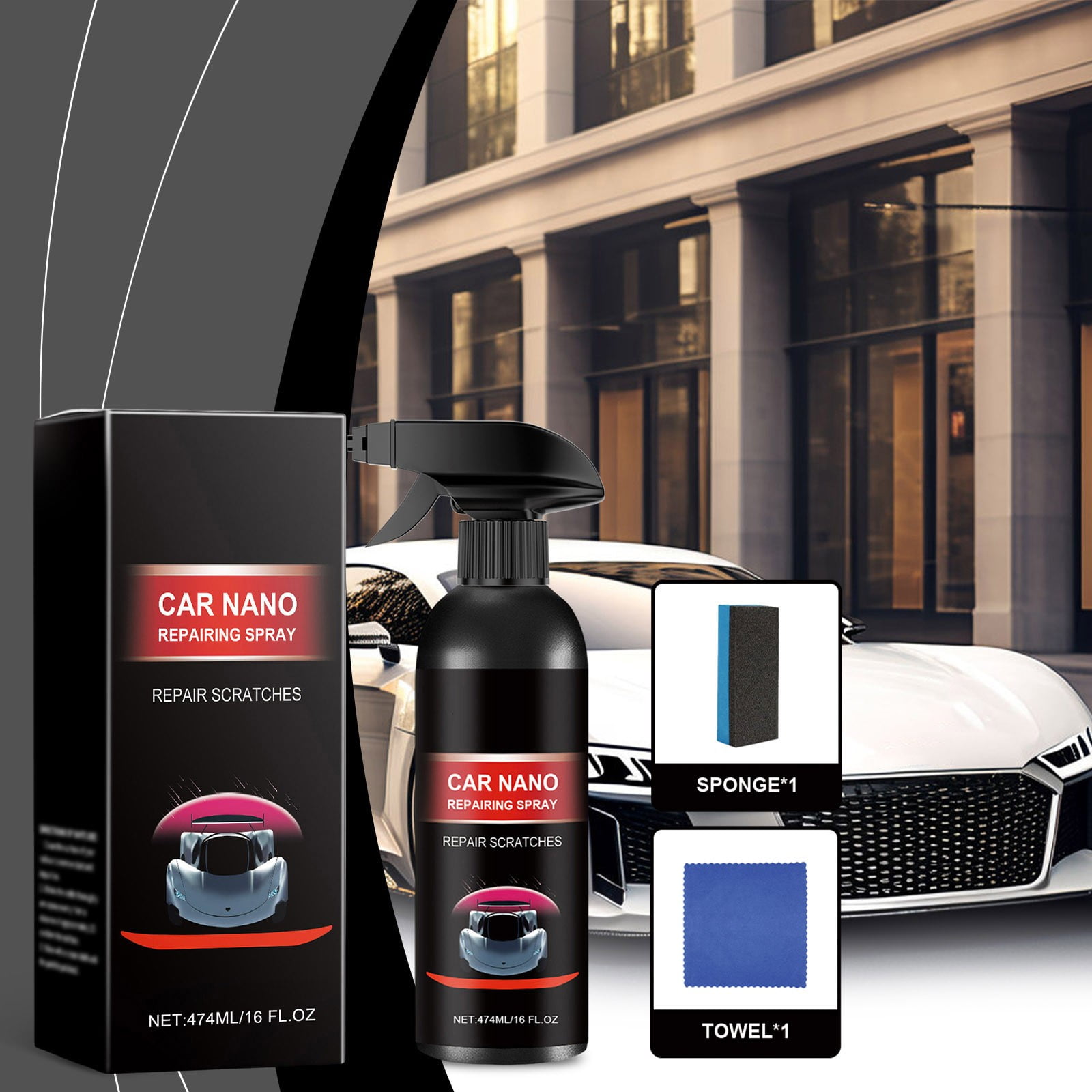 HOZVOMI Car Coating Spray Protectant - Enhances Gloss, Hydrophobic Water Repellent, Long-lasting ...