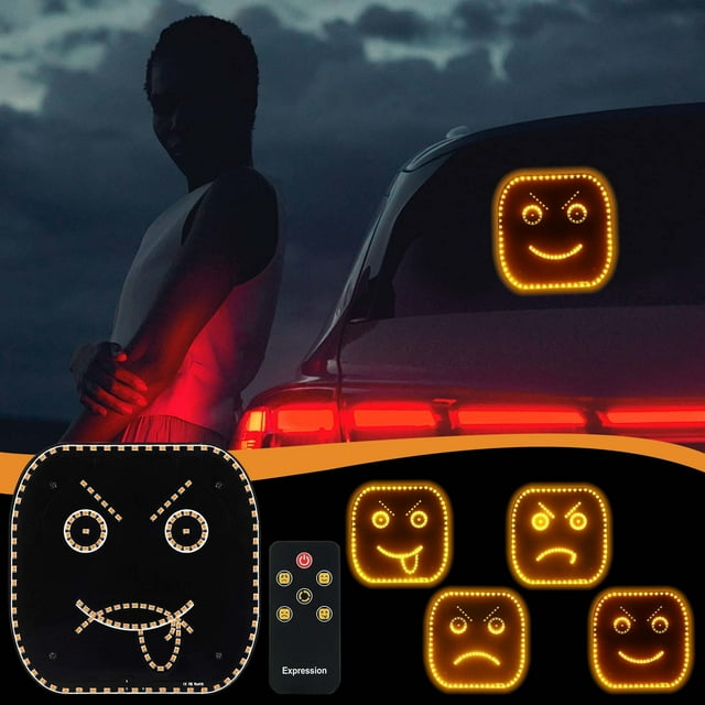 HOZVOMI Car Rear Window LED Expression Light with Remote Control ...