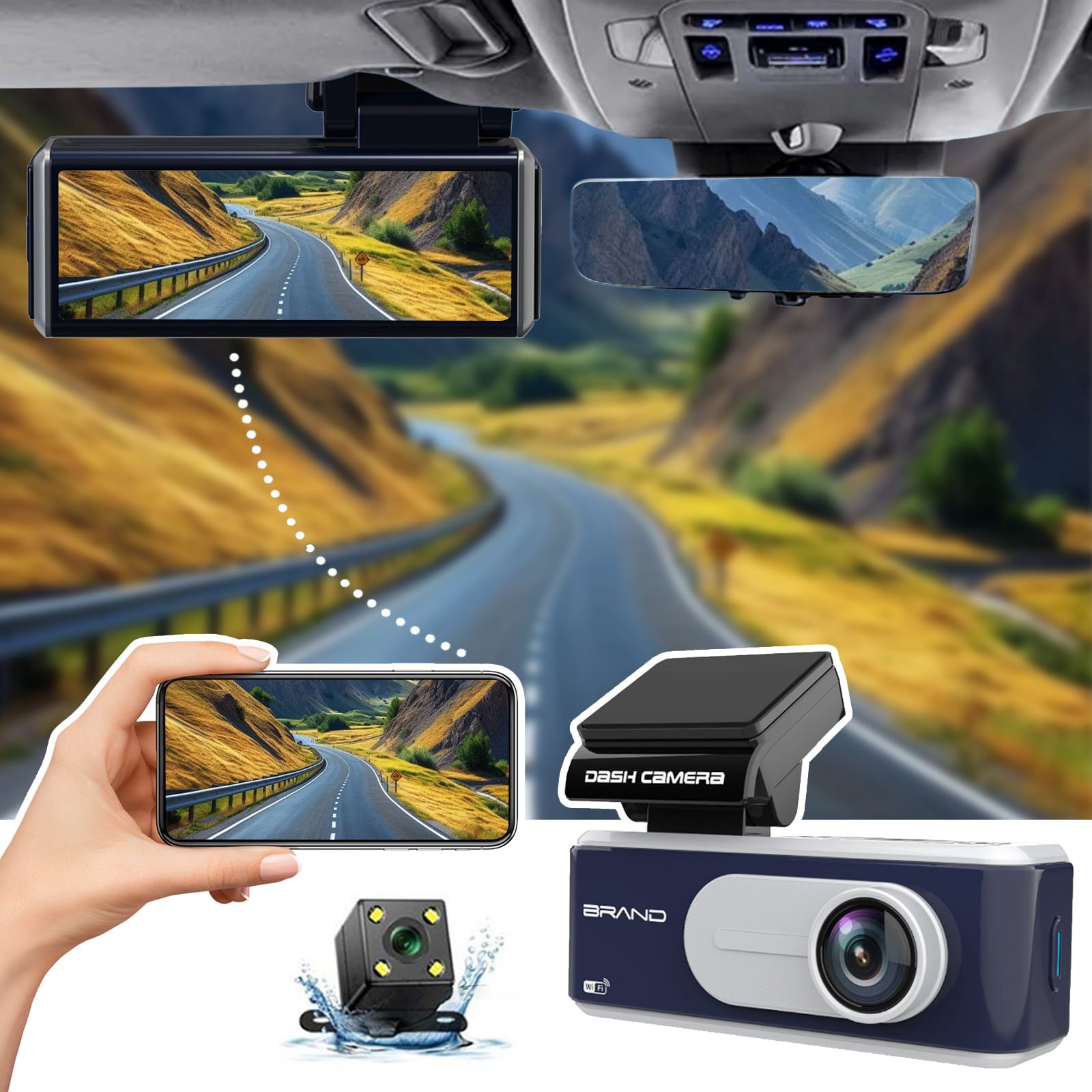 HOZVOMI Car Recorder with Dual Cameras, 170° Wide Angle, Night Vision ...