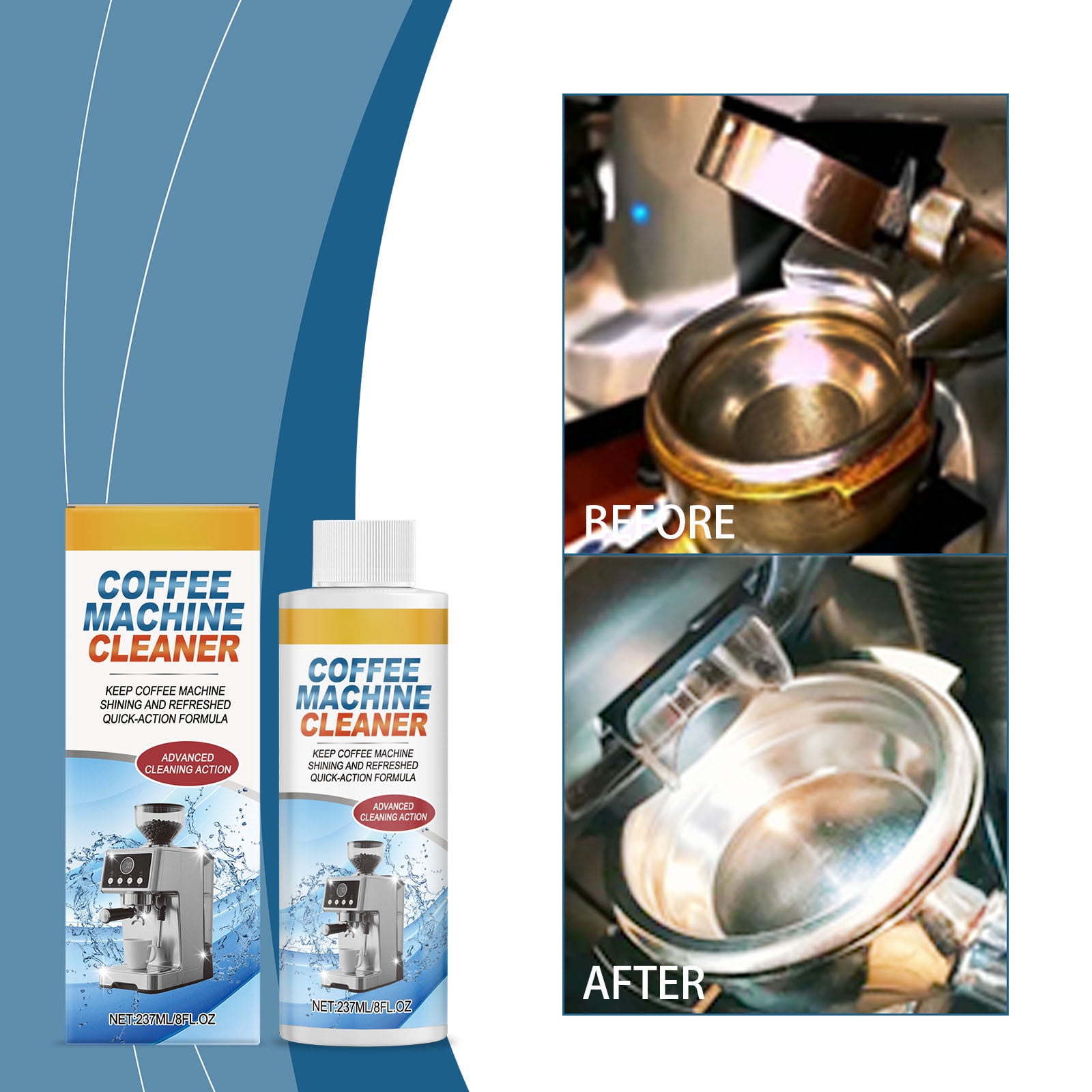 HOZVOMI Coffee Cleaner, Descaler, Stain Removal – 237ml Clean Label for ...