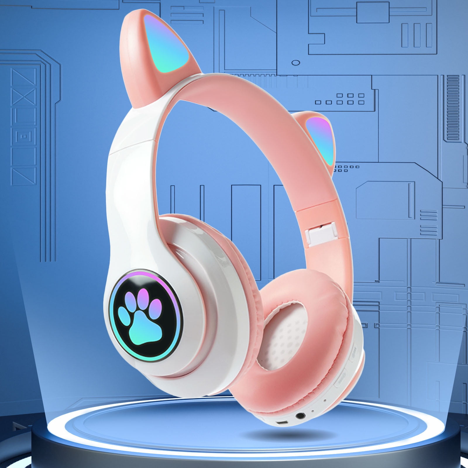 HOZVOMI Cute Ears Wireless Bluetooth Headset - Stylish, Glowing Design ...
