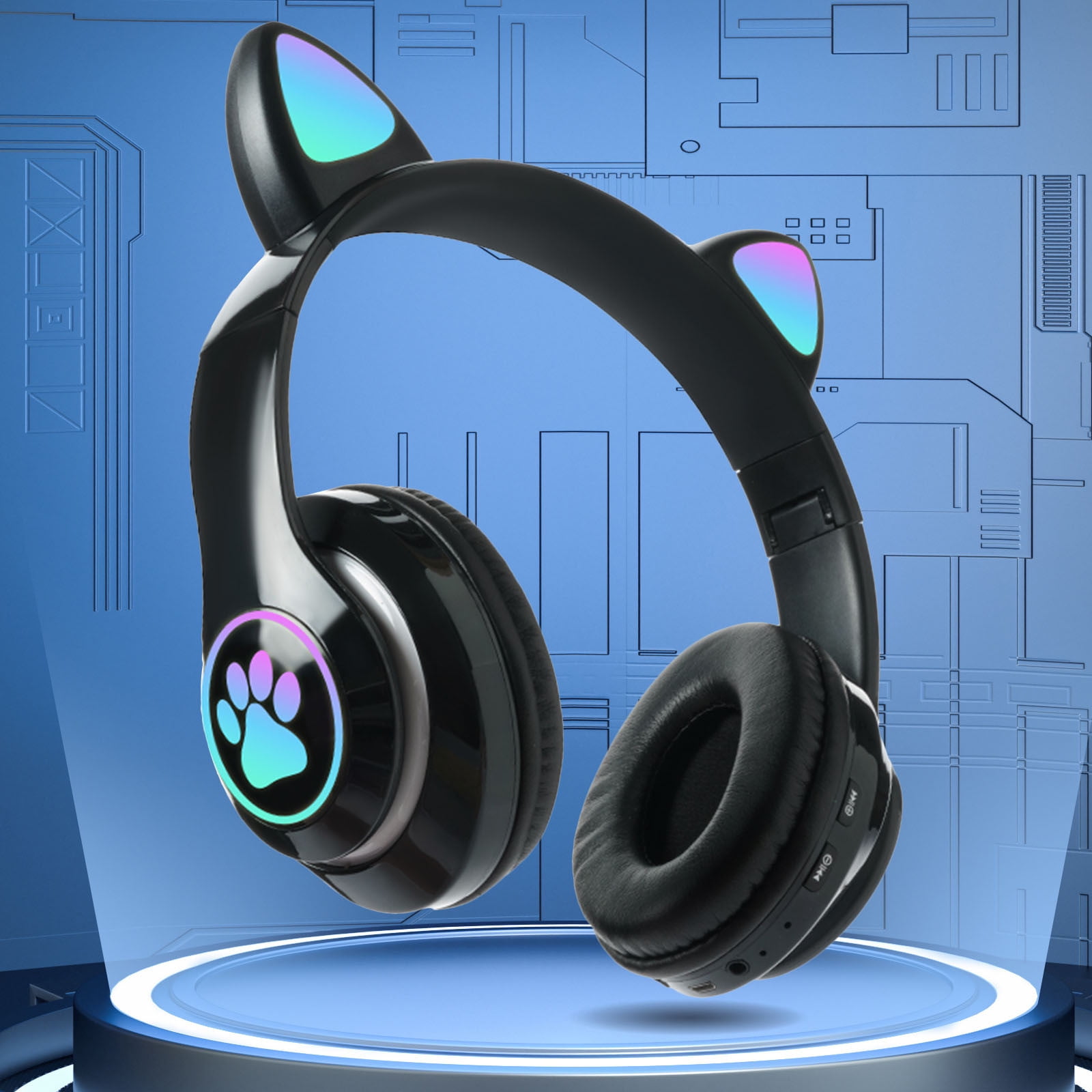 HOZVOMI Cute Ears Wireless Bluetooth Headset - Stylish, Glowing Design ...