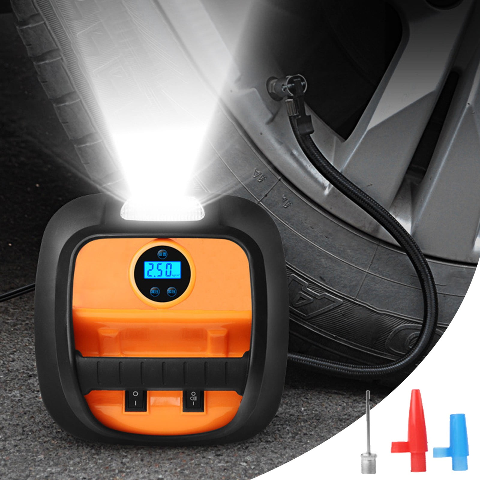 HOZVOMI Digital Display & Auto-Stop 12V Portable Tire Inflator Pump ...