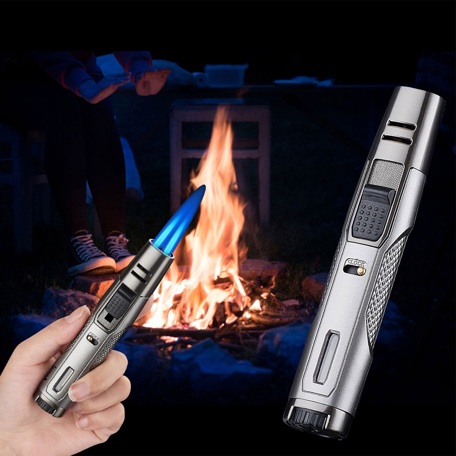 HOZVOMI Direct Blast Metal Lighter - Windproof, High Temperature Torch ...