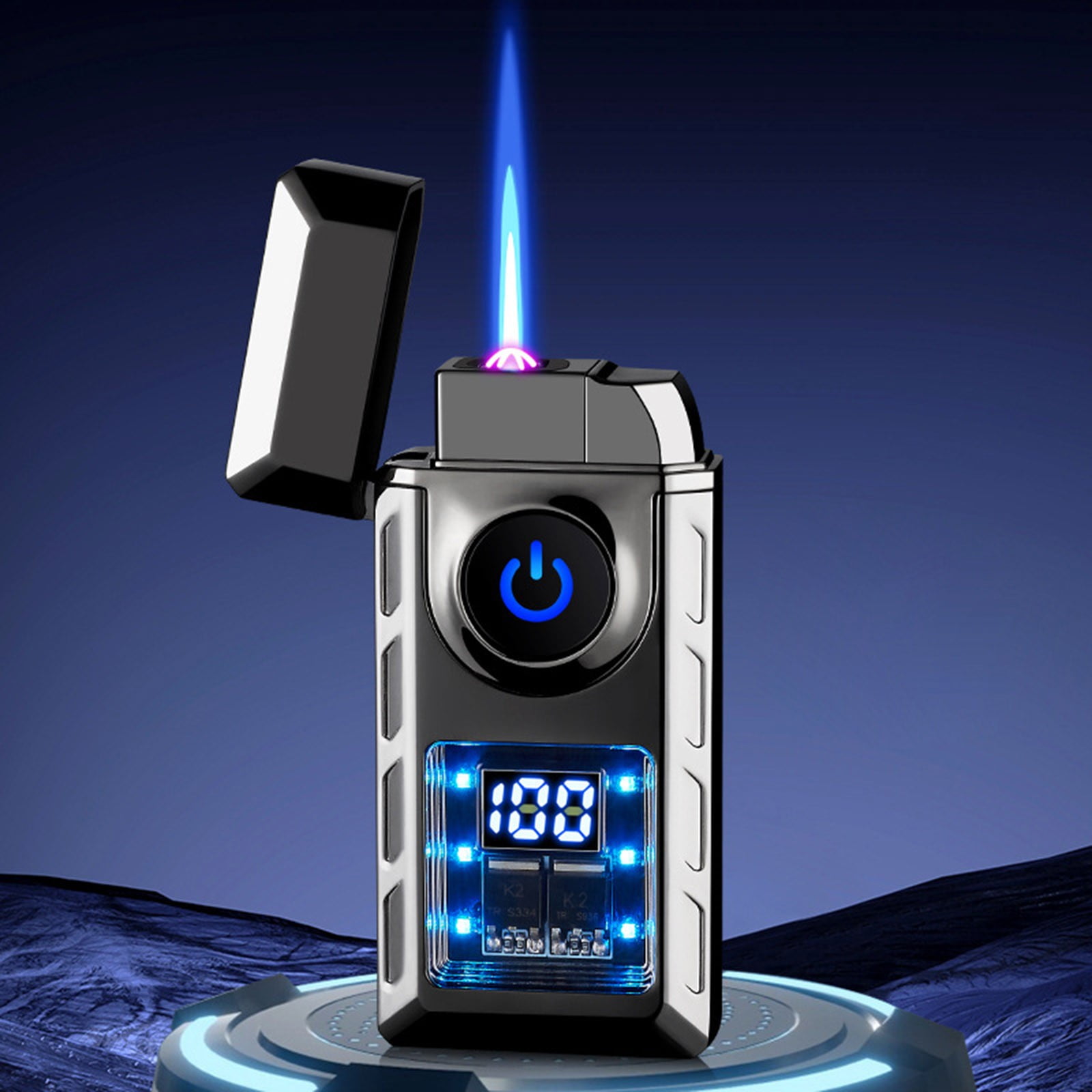 HOZVOMI Double Flame Windproof Lighter with Transparent Core, Sensor ...