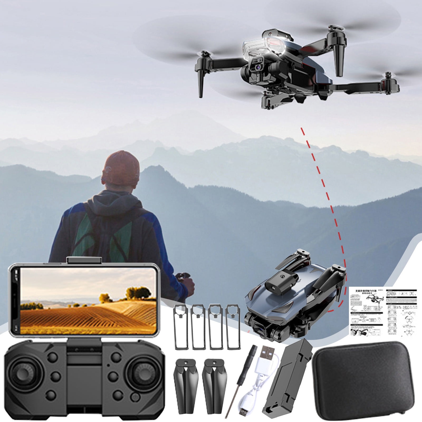HOZVOMI Drone With ESC HD Camera Brushless Motor Cool Light 2.4G RC ...
