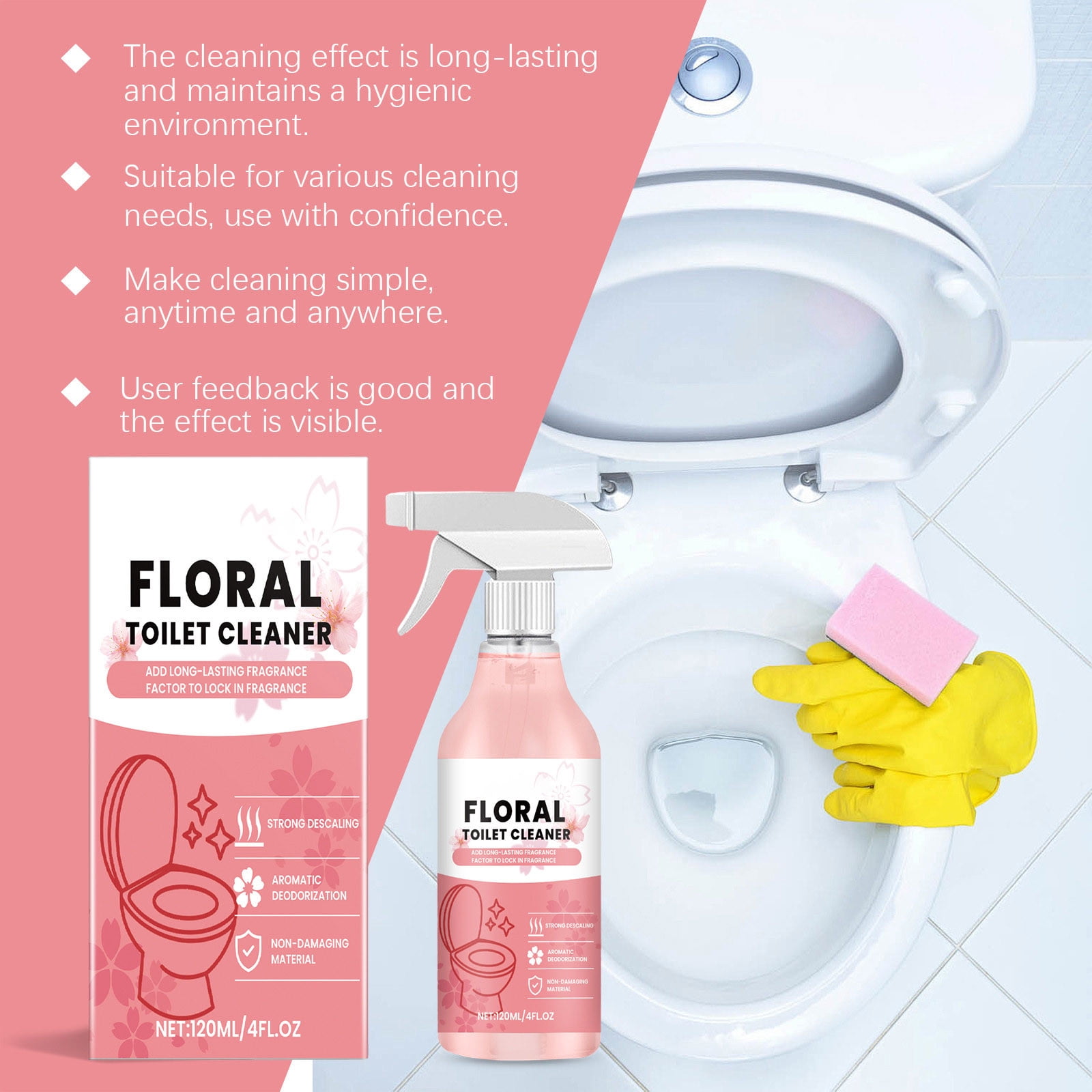 HOZVOMI Floral Scented Toilet Cleaner 120ml | Deodorizer & Stain Remover | Long-Lasting ...