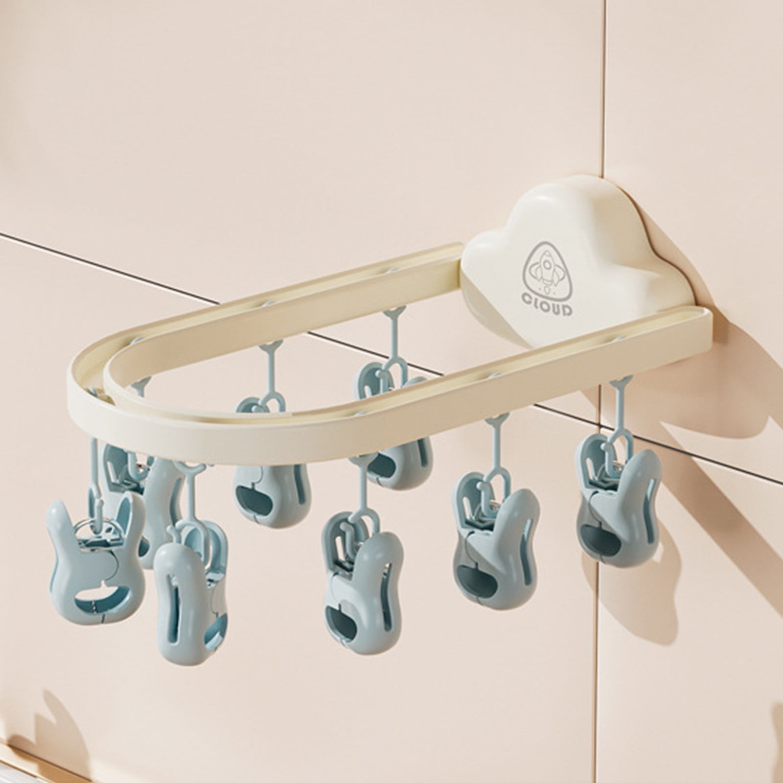 HOZVOMI Folding Clothes Dryer Hanger with 8 Windproof Clips, 360 ...