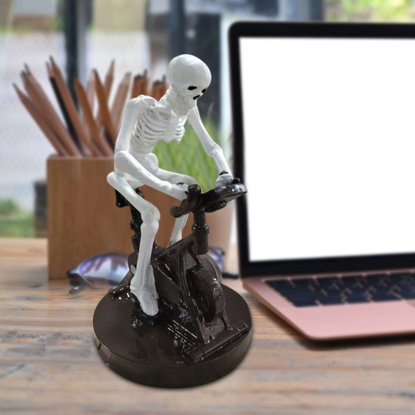 HOZVOMI Halloween Decor, Skeleton Riding Bike, Animated Skeleton Riding ...