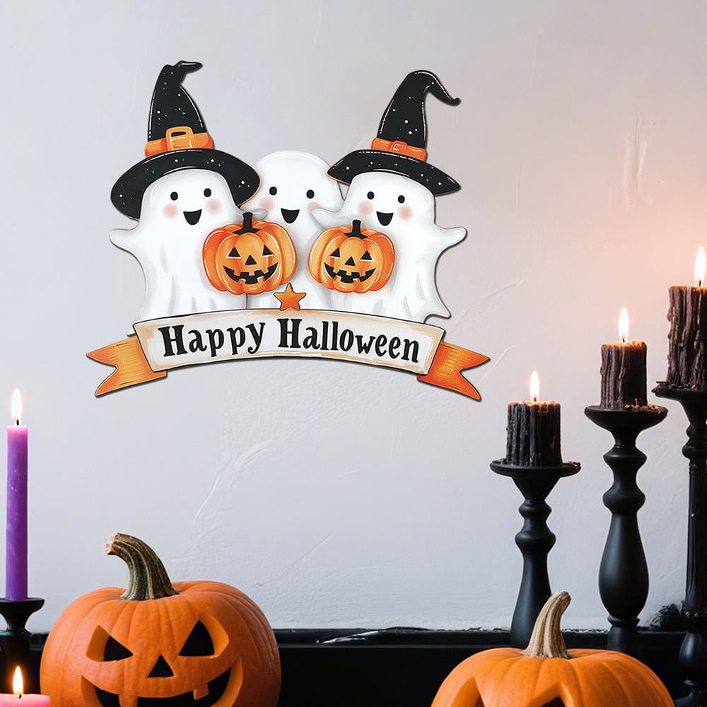 HOZVOMI Halloween Door Decoration - Spooky Ghost PVC Doorplate & Wall ...