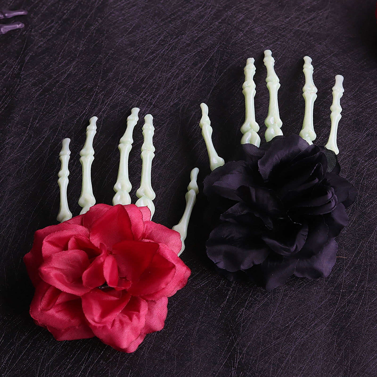 HOZVOMI Halloween Skeleton Hands – 6.3" Plastic Claw Prop with Flower ...