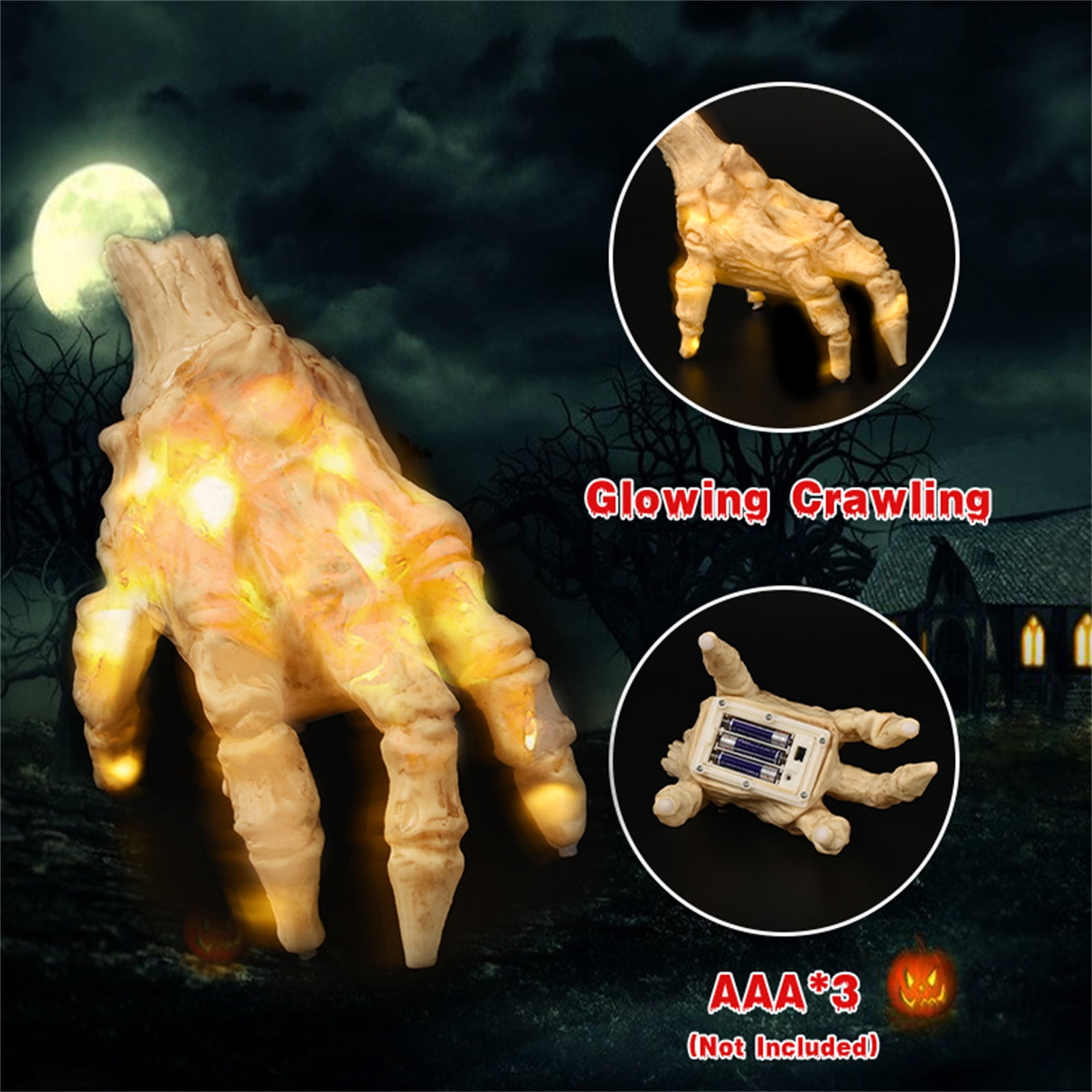 HOZVOMI Halloween Voice-Activated Luminous Ghost Hand Crawler - Motion ...