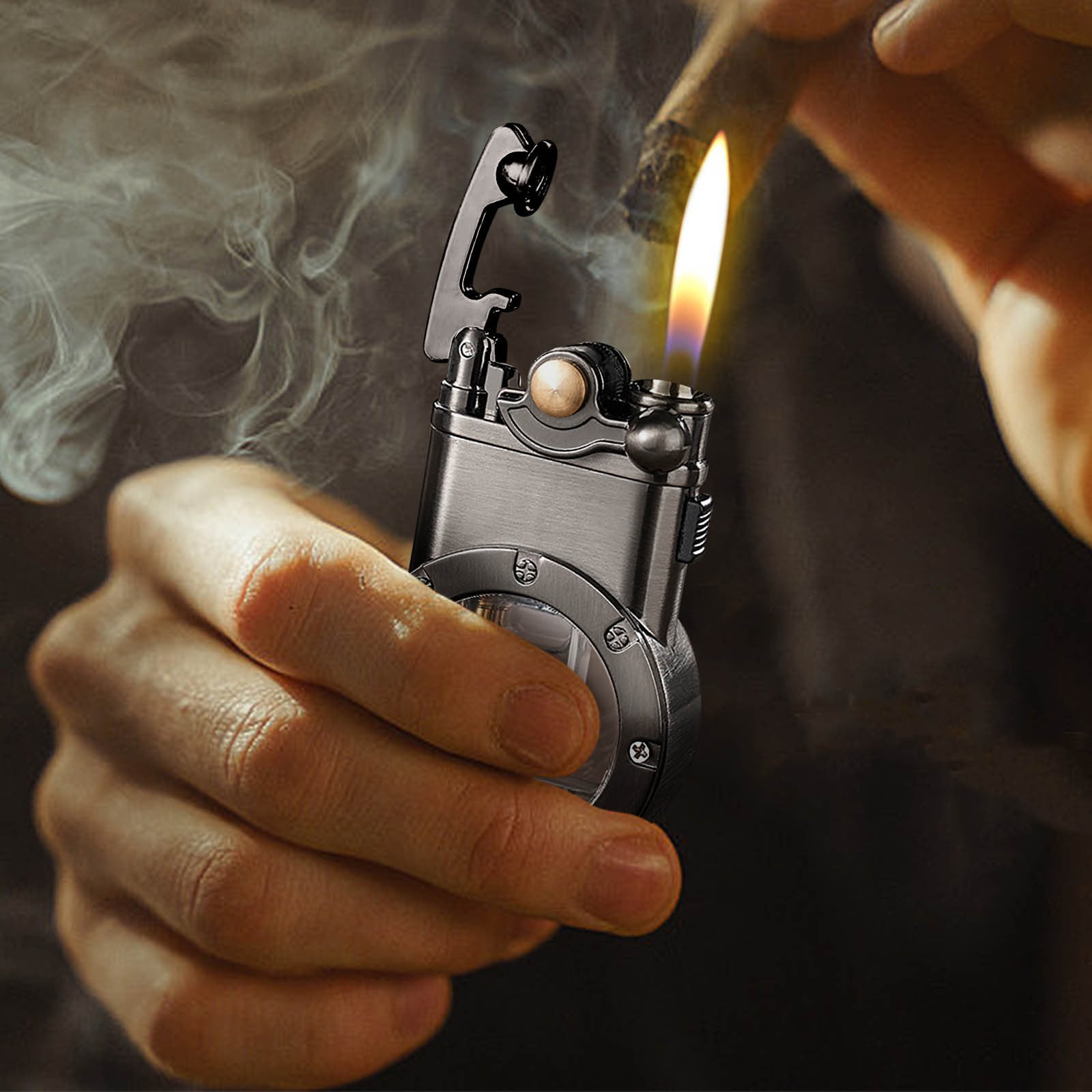 HOZVOMI High-End Vintage Catapult Lighter with Transparent Chamber ...