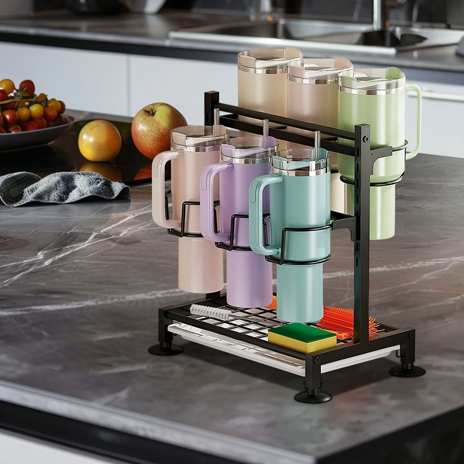 HOZVOMI Hygienic Kitchen Organizer - Water Cup Drains Rack & Ice Cream ...