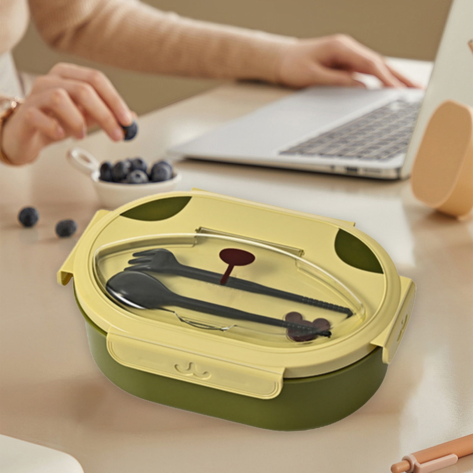 HOZVOMI Large Capacity Double Layer Compartment Lunch Box, Portable ...