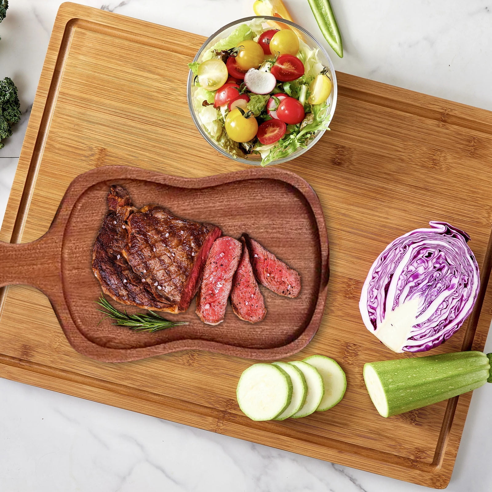 HOZVOMI Natural Wood Serving Platter for Fruit Snacks Tea Bread Elegant ...