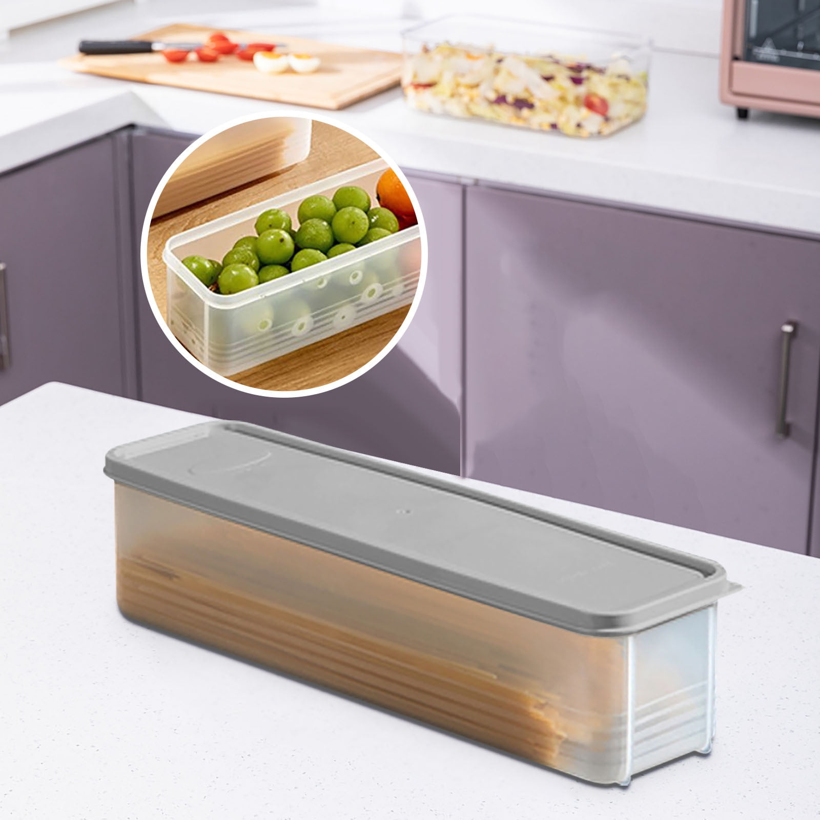 HOZVOMI Pasta Storage Containers, Food Grade Plastic Spaghetti Noodle ...