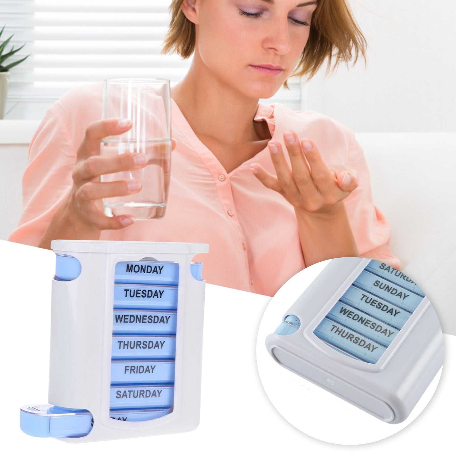 HOZVOMI Portable 28-Compartment Pill Box | Weekly Medication Reminder ...