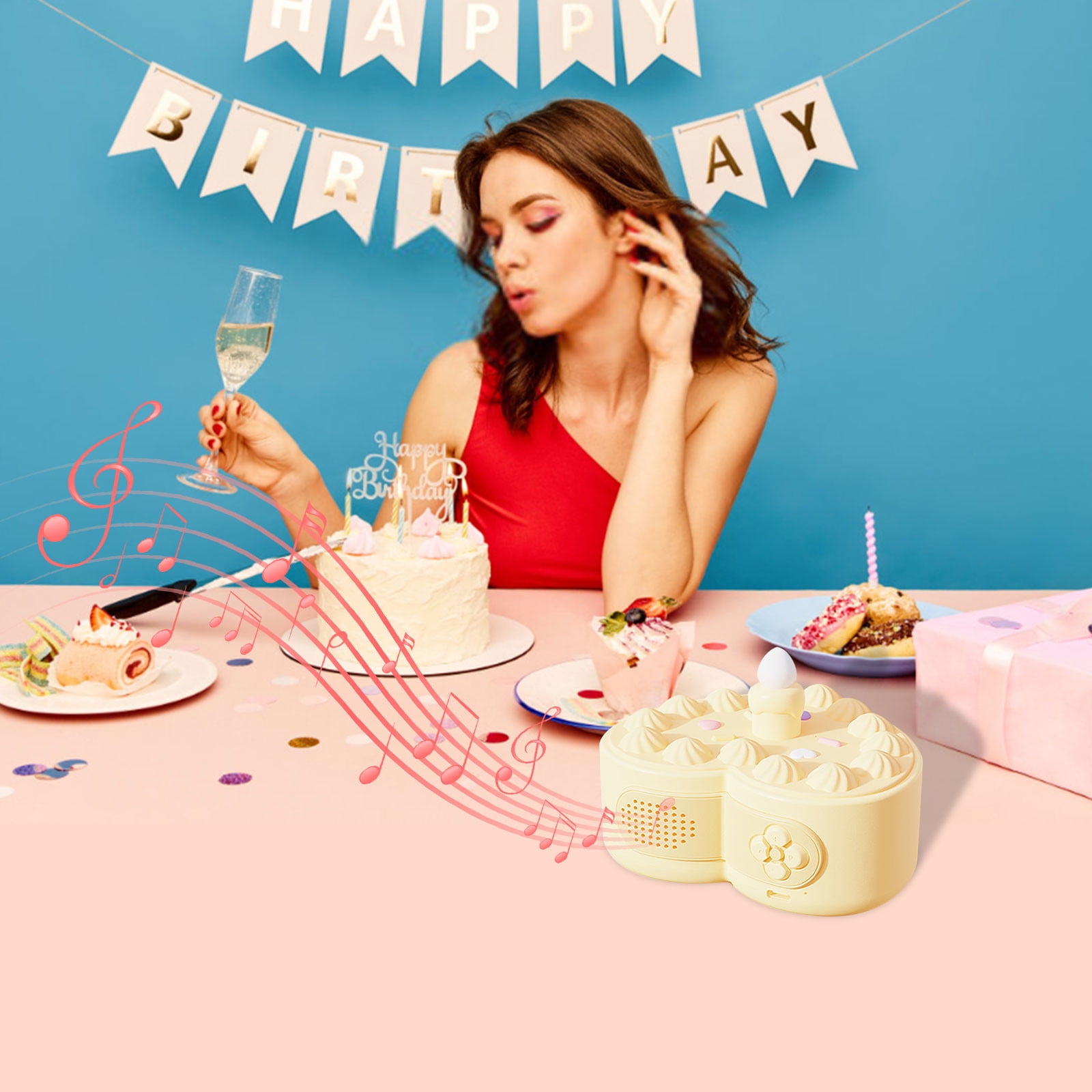 HOZVOMI Portable Birthday Cake Bluetooth Speaker for Girls - High-End, Full-Grade Magnetic ...