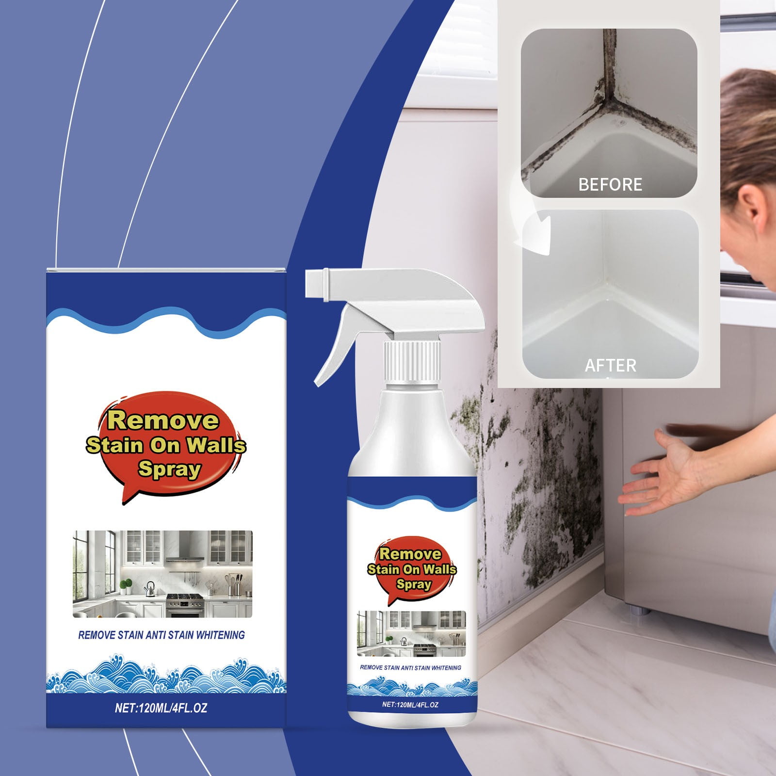 HOZVOMI Powerful Decontamination Spray for Walls - Stain Remover for ...