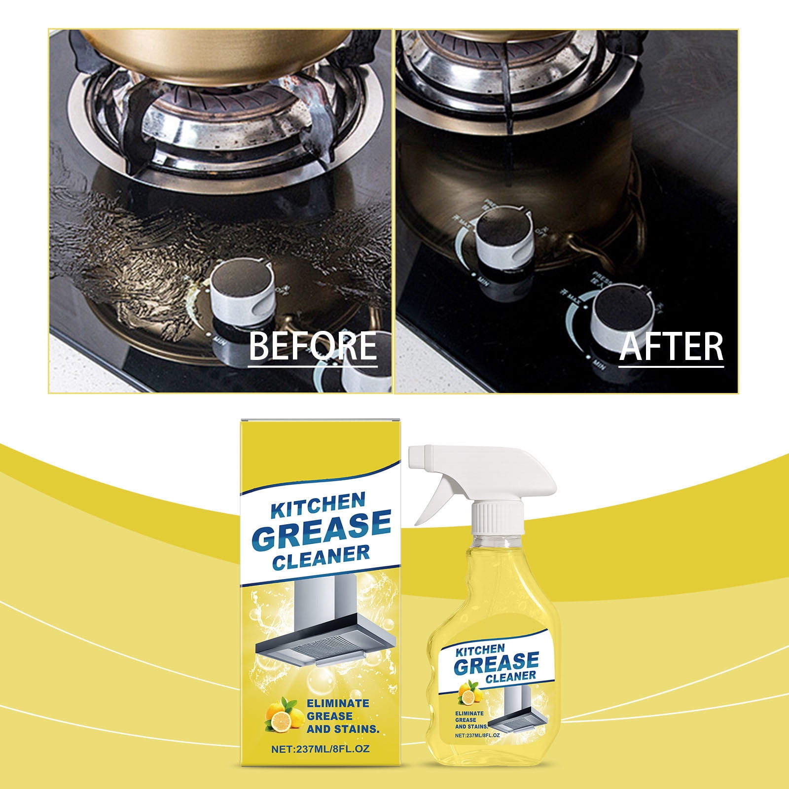 HOZVOMI Powerful Grease Remover Spray - Versatile Kitchen Oil Stain ...