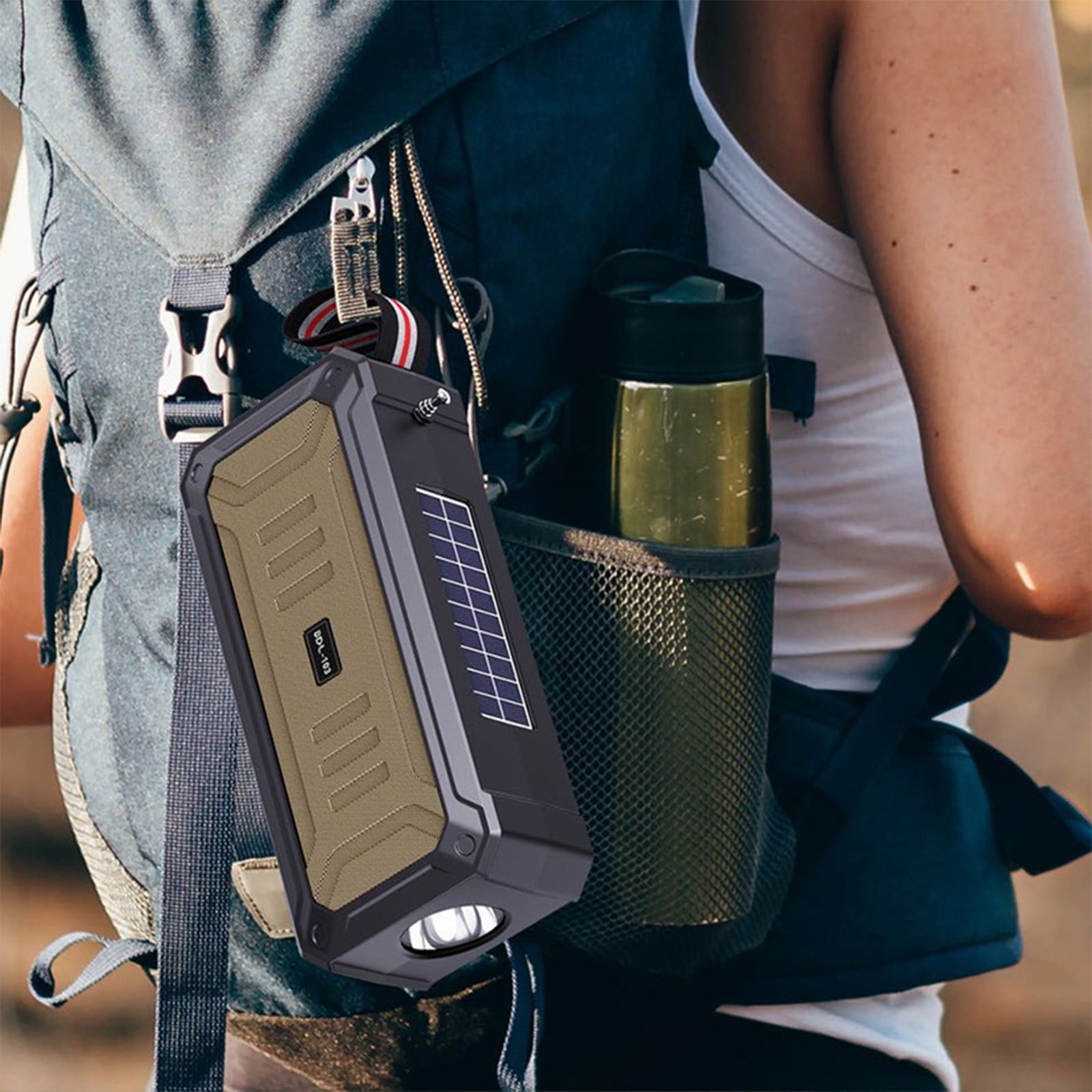 HOZVOMI Solar Bluetooth Speaker with Flashlight, 10W Portable Outdoor ...