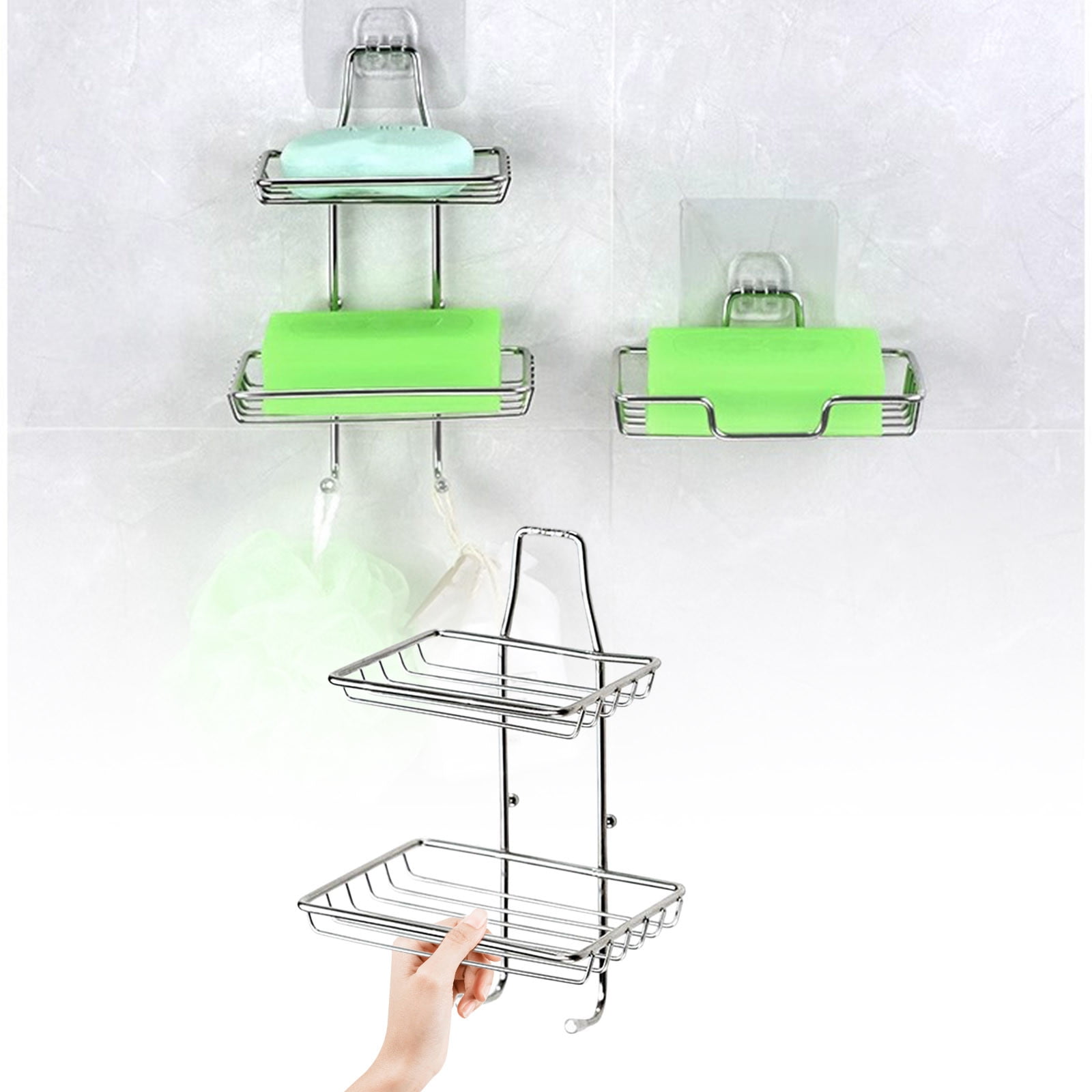 HOZVOMI Stainless Steel Bathroom Soap Rack | Wall Mounted Non ...