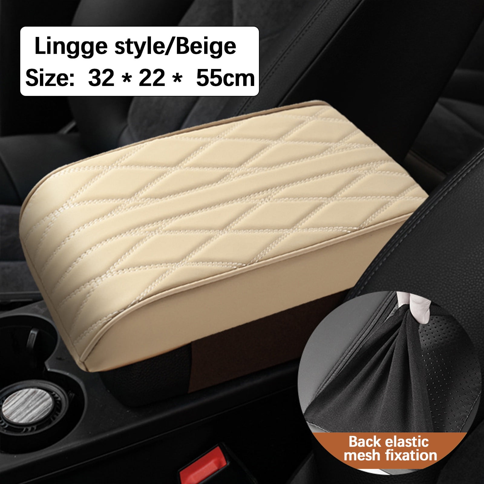 HOZVOMI Universal Leather Memory Foam Car Armrest Pad - Widened ...